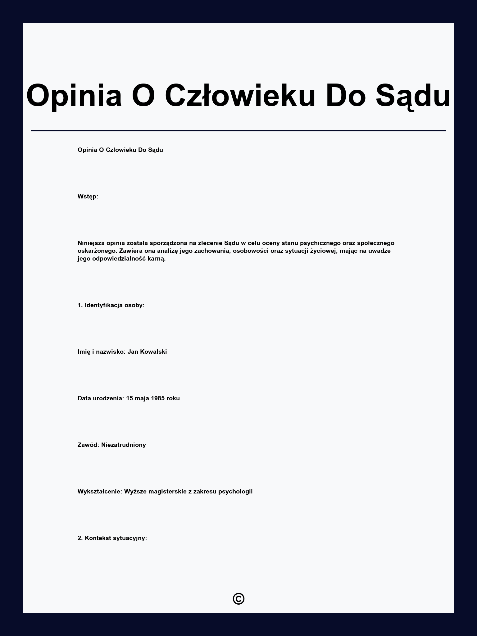 Opinia O Człowieku Do Sądu