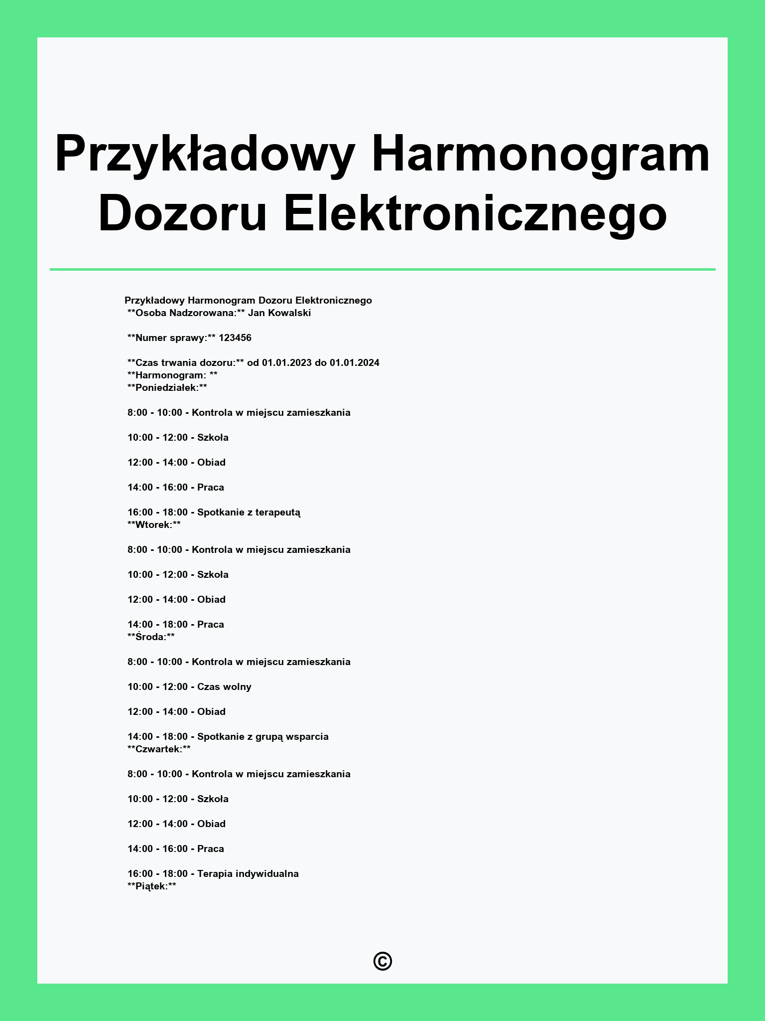 Przykładowy Harmonogram Dozoru Elektronicznego